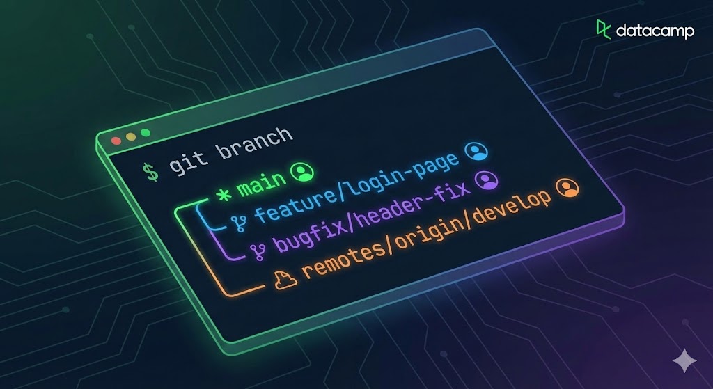 Ramas de la lista Git: Una guía práctica | DataCamp